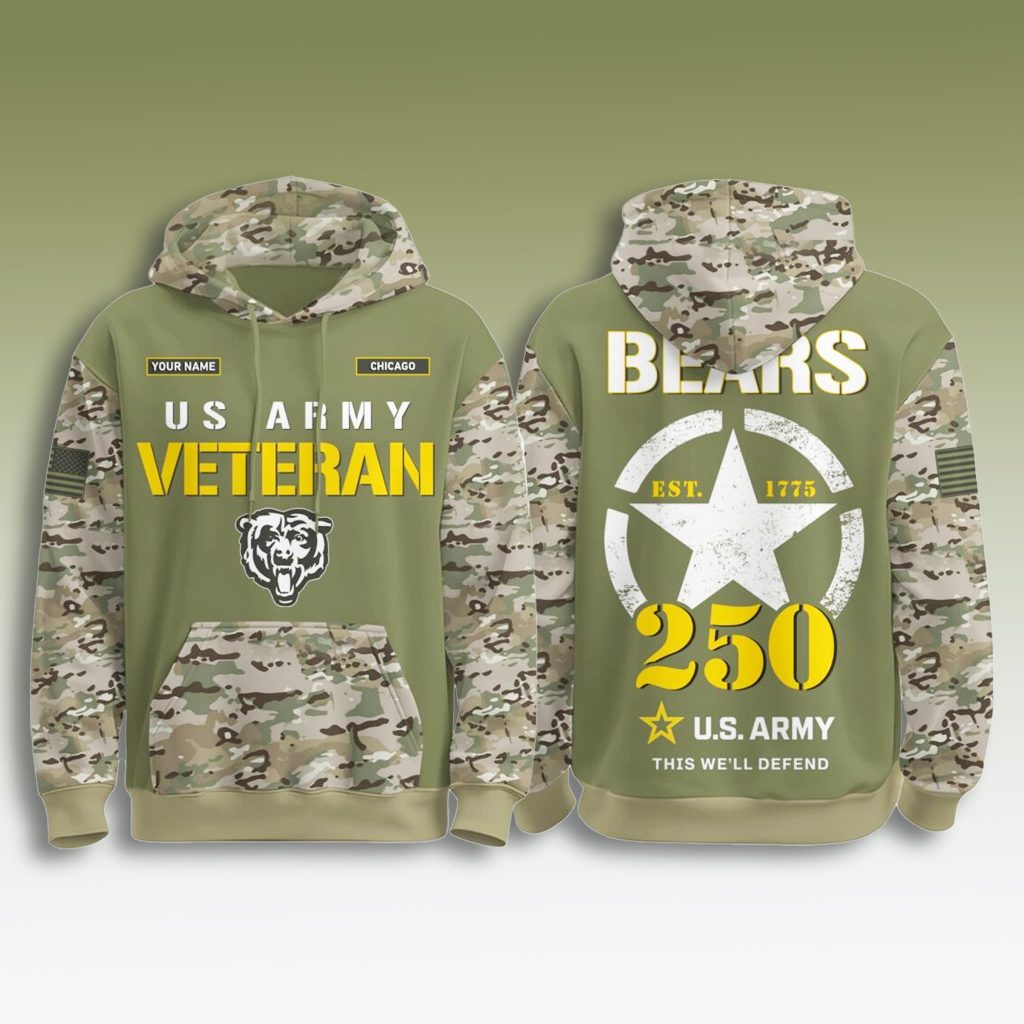 Chicago Bears US Army Veteran 250th Birthday Hoodie