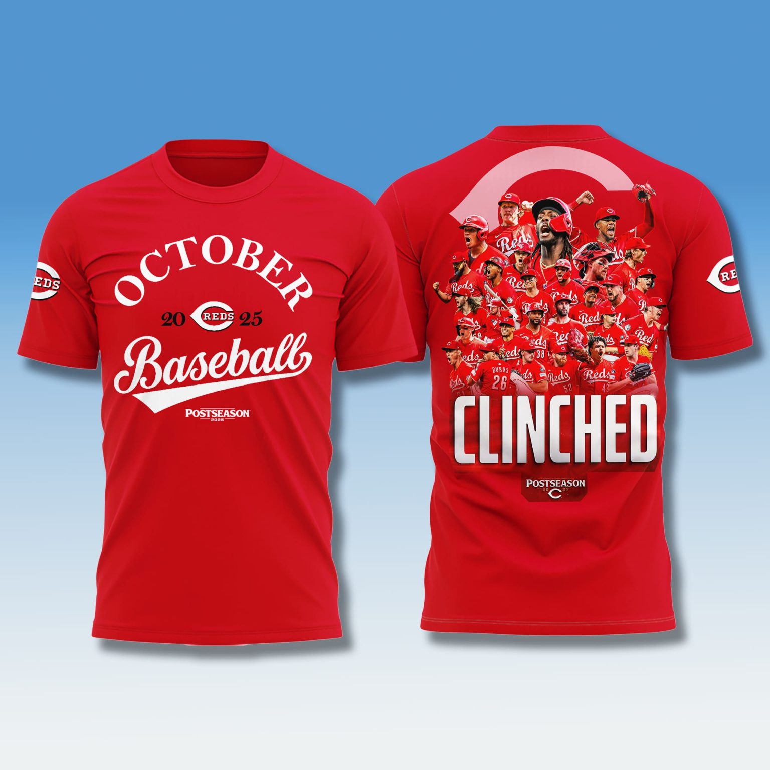 Cincinnati Reds October Baseball 2025 Clinched Shirt