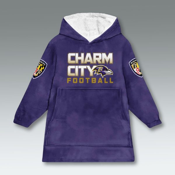 Baltimore Ravens Charm City Football Blanket Hoodie