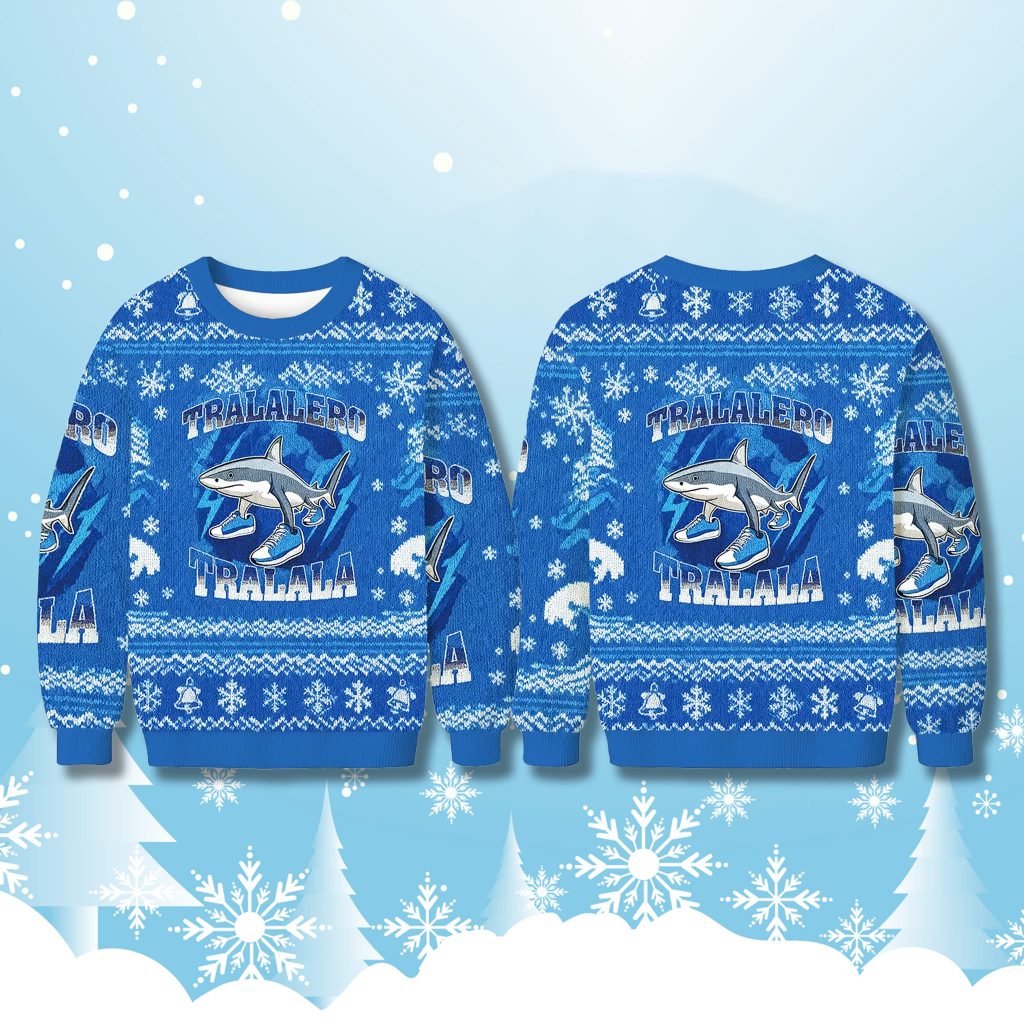 Brainrot Tralalero Tralala Shark Ugly Christmas Sweater