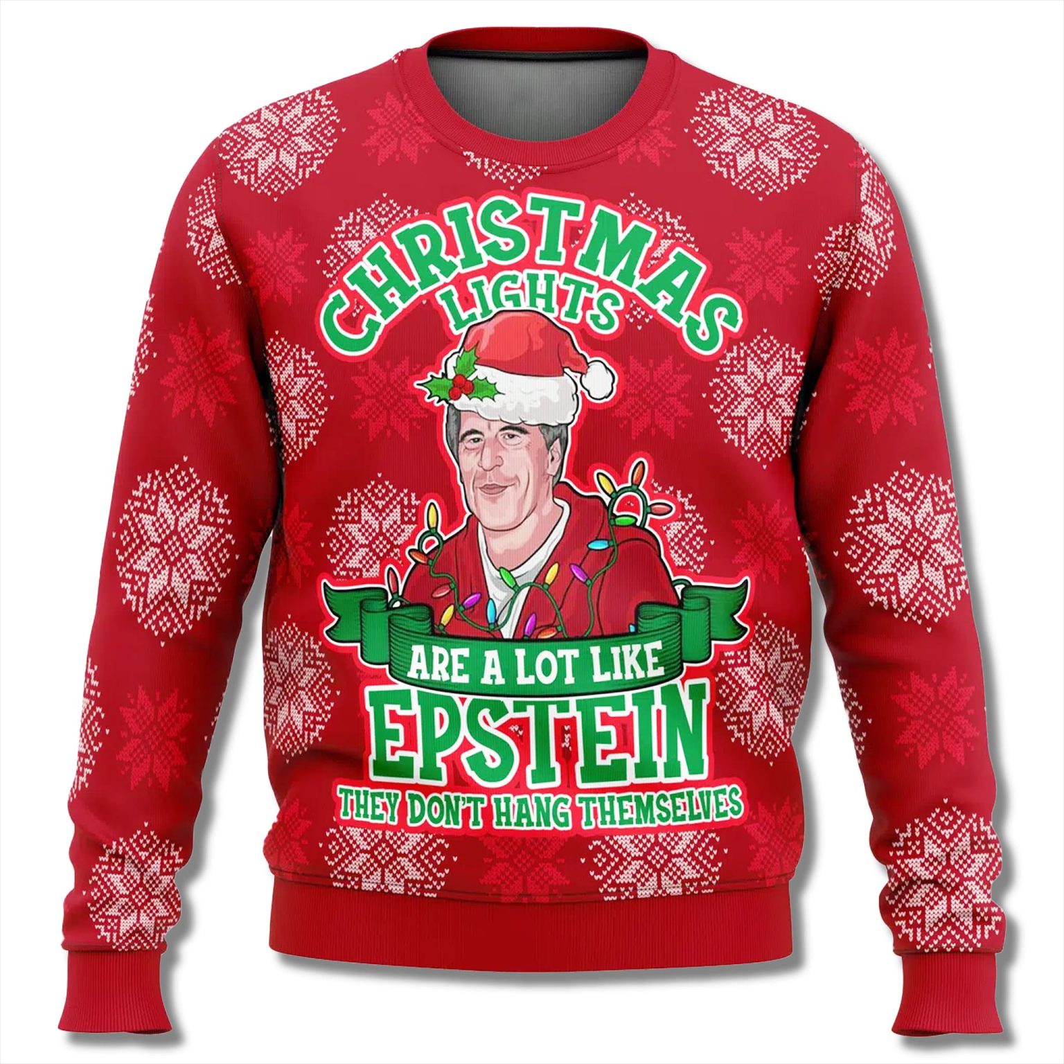 Christmas Lights Are Like Jeffrey Epstein Ugly Christmas Sweater