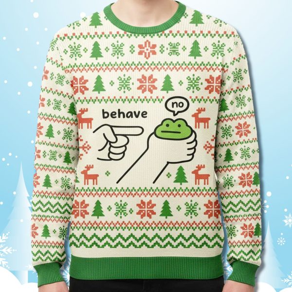 Frog No Behave Ugly Christmas Sweater