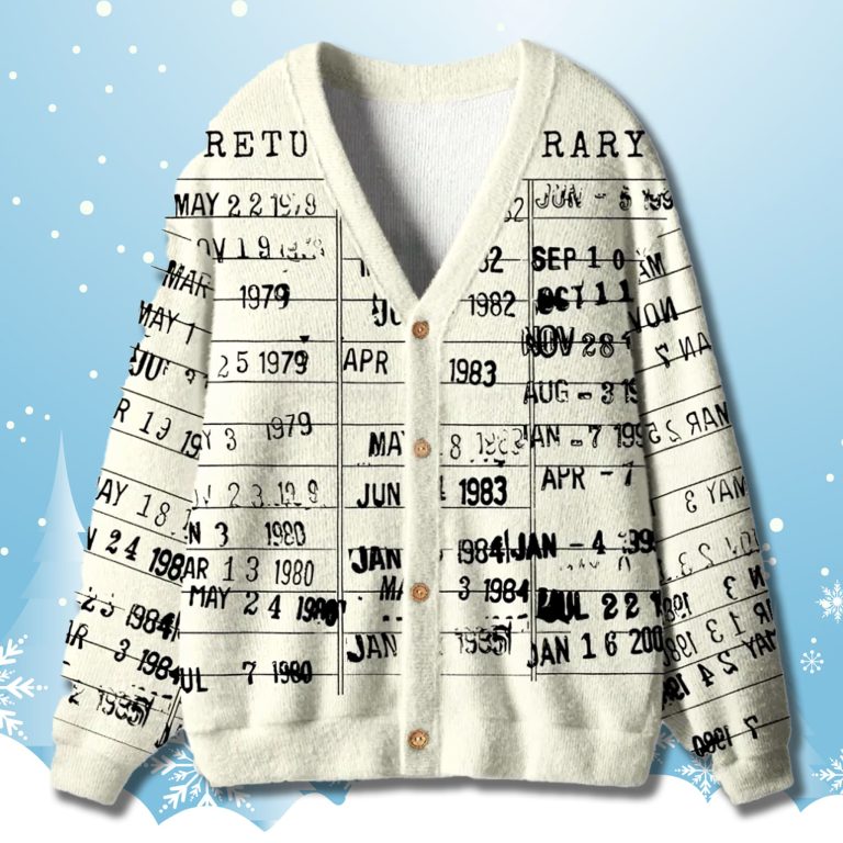 Library Card Book Lovers Cardigan Sweater
