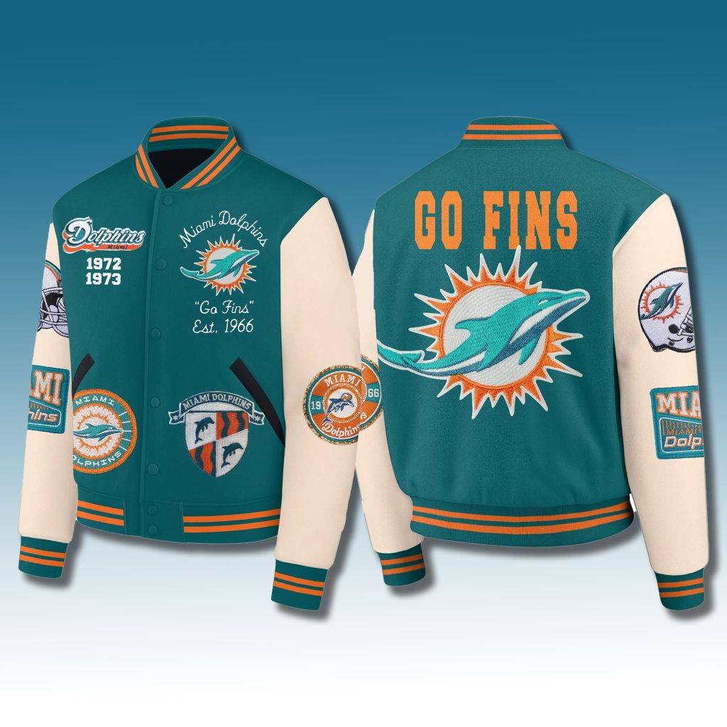 Miami Dolphins Go Fins EST 1966 Varsity Jacket 2025