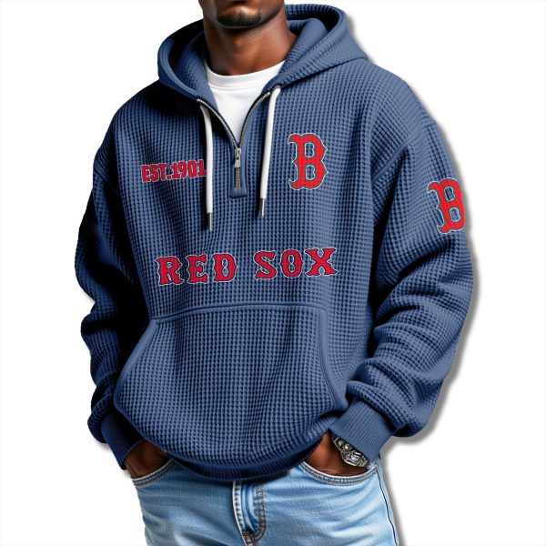 Boston Red Sox EST 1901 Waffle Quarter Zip Hoodie