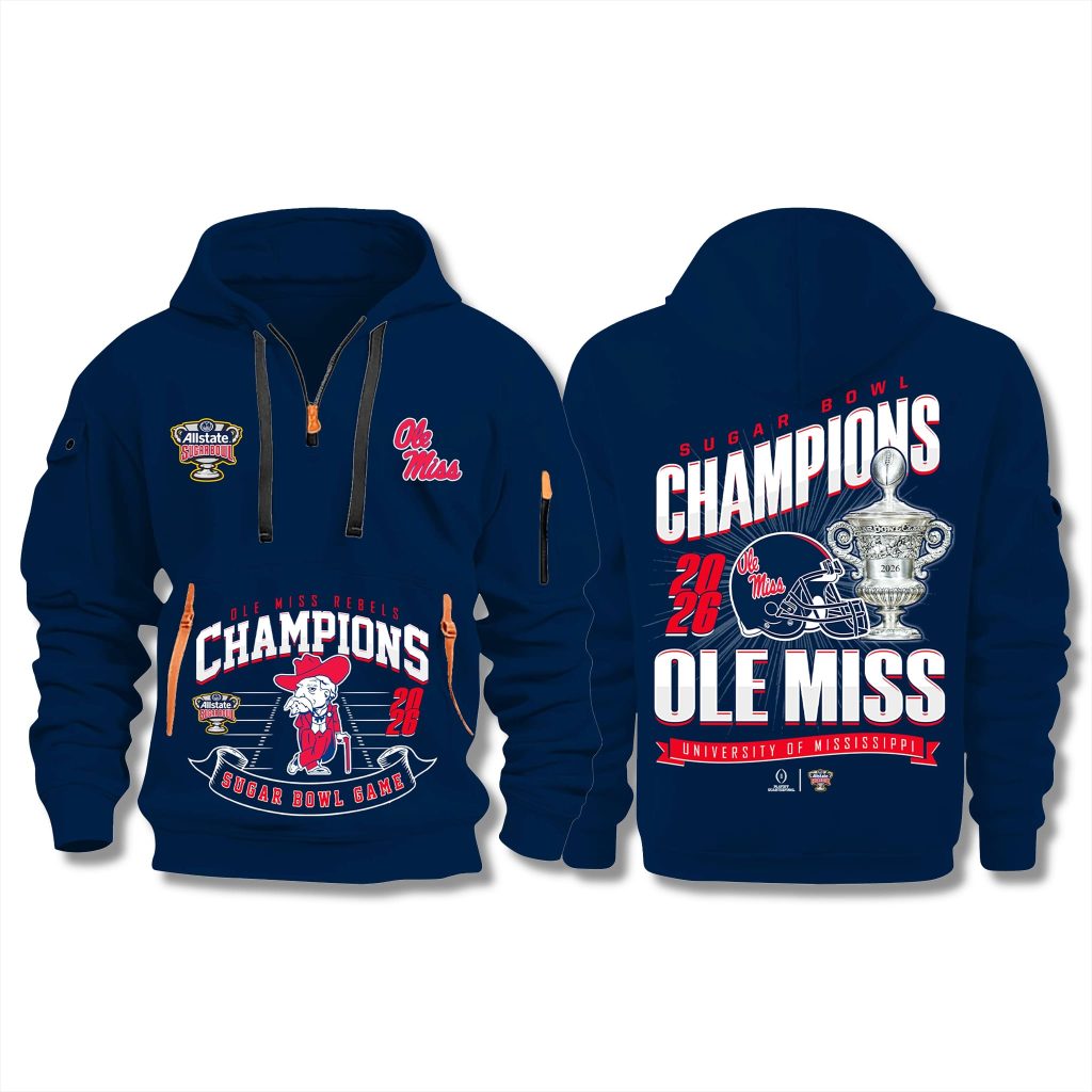 Ole Miss Football Sugar Bowl Champions 2026 Quarter Zip Hoodie